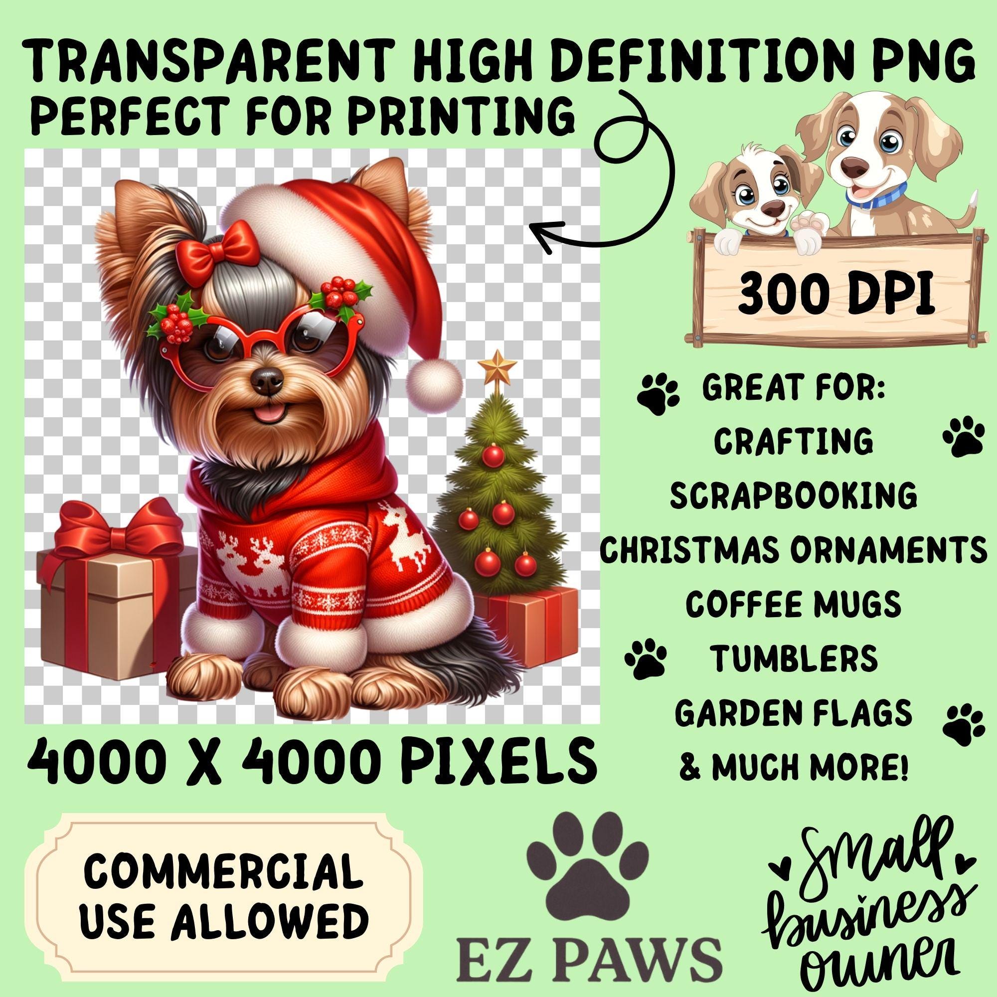 Christmas Yorkie Clipart Bundle: 10 Holiday Dog Pngs (commercial Use ...