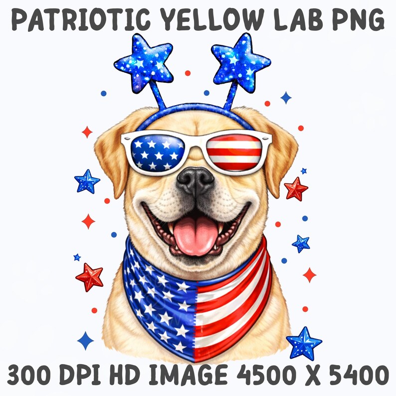 Patriotic Yellow Labrador PNG, 4th of July Dog Shirt Design, USA Flag ...
