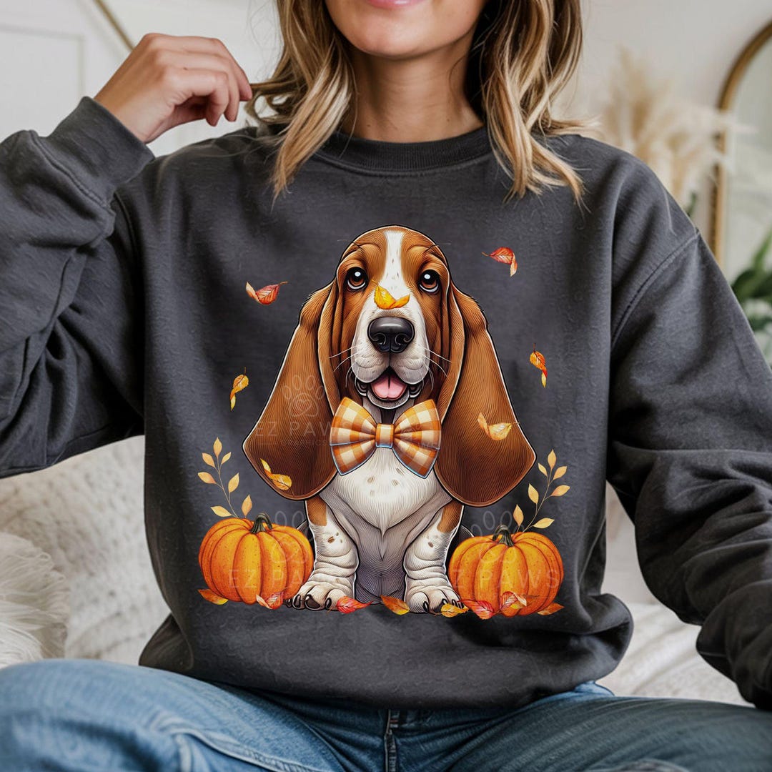 Fall Basset Hound PNG: Autumn Pumpkin Shirt Graphic (digital Download ...