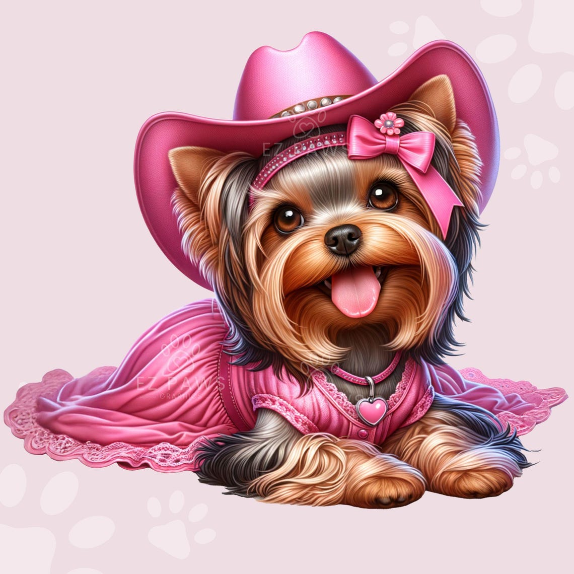 Glamorous Yorkie Clipart Bundle: Girly Dog Breed Pngs for Commercial ...