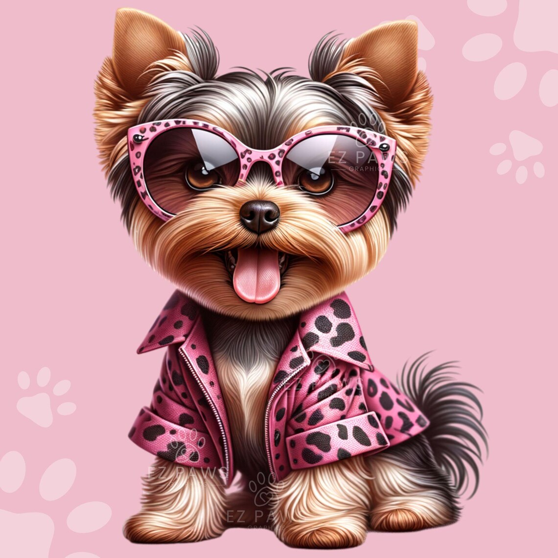 Glamorous Yorkie Clipart Bundle: Girly Dog Breed Pngs for Commercial ...