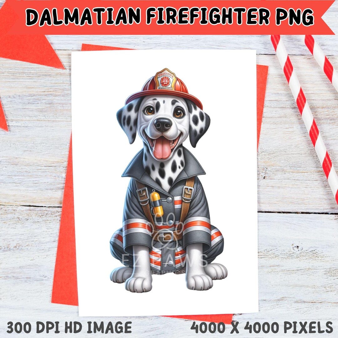 Dalmatian Firefighter Clipart: Fire Truck Party Decor (digital Download ...