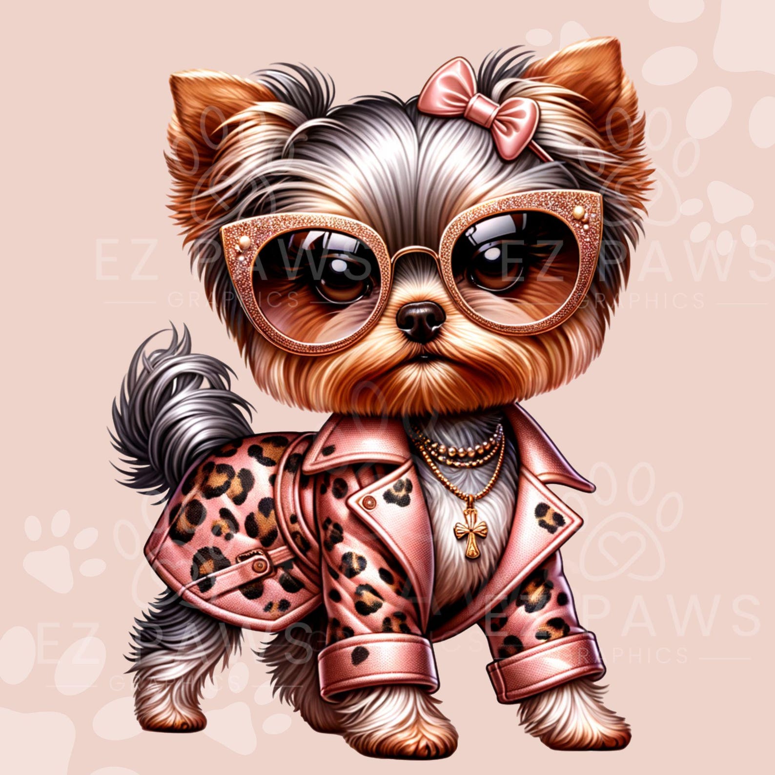 Glamorous Yorkie Clipart Bundle: Girly Dog Breed Pngs for Commercial ...