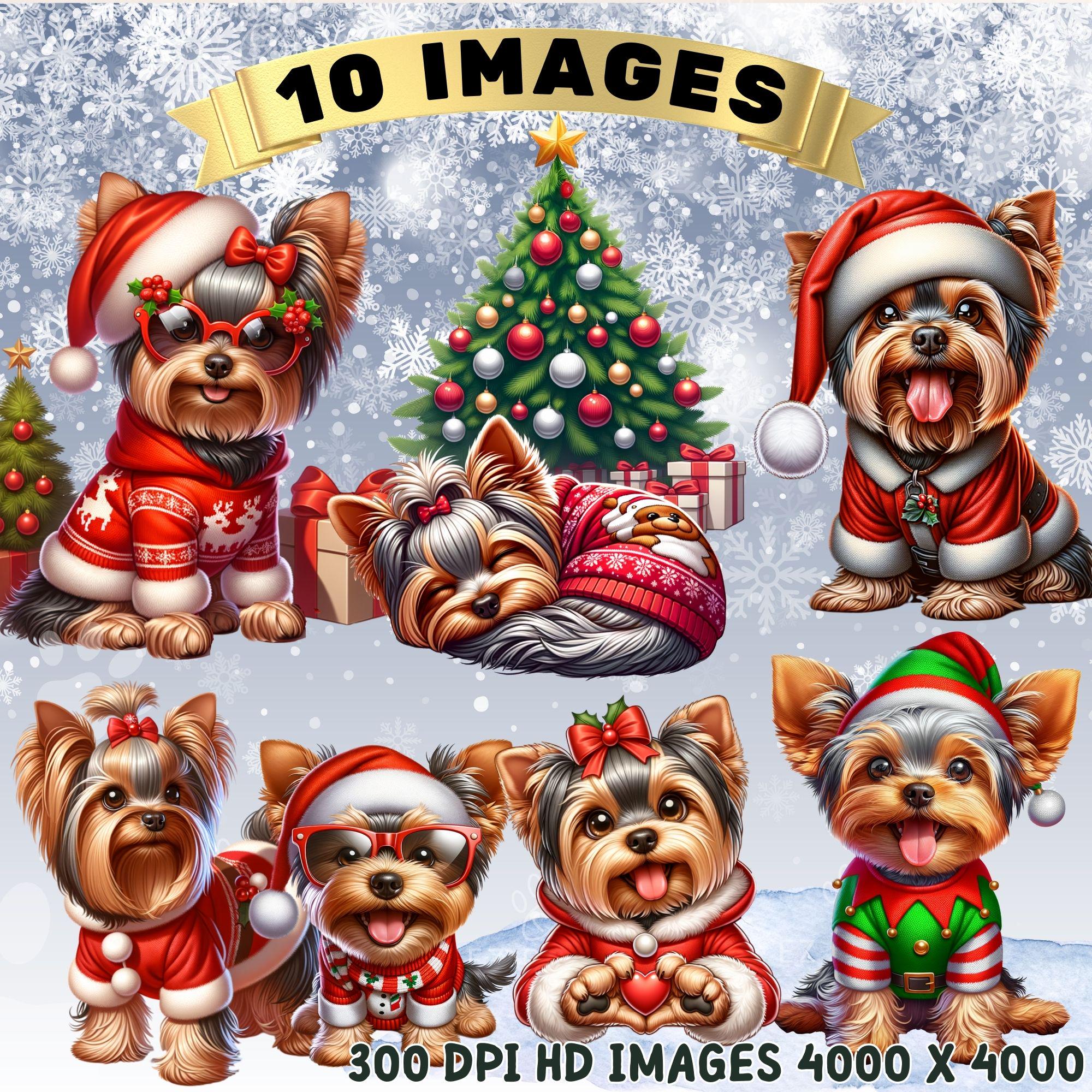 Christmas Yorkie Clipart Bundle: 10 Holiday Dog Pngs (commercial Use ...