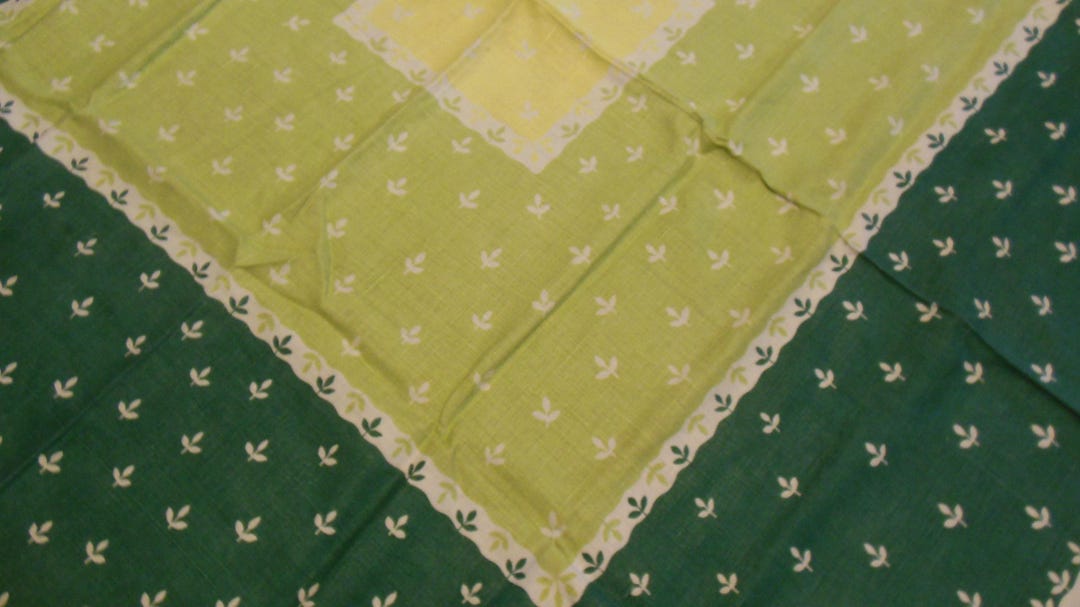 Vintage Tablecloth, Green, Chartreuse & Yellow Print, Tagged Hardy ...