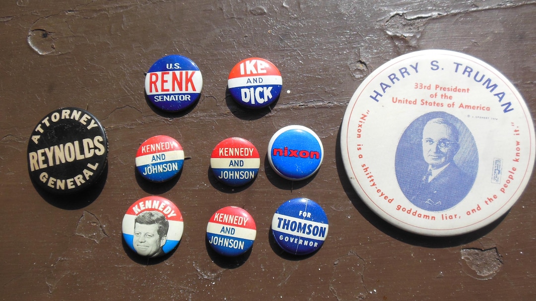 Vintage Political President Campaign Button Lot, 10 Pieces Lot - Etsy