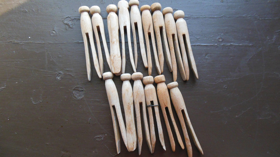 Wooden Clothes Pin Bundle, Vintage Clothes Pins Instant Collection of ...