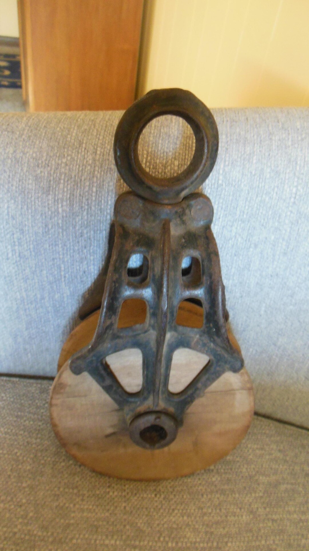 Antique Single Pulley, Wood With Metal Hardware / Hanging Loop - Etsy