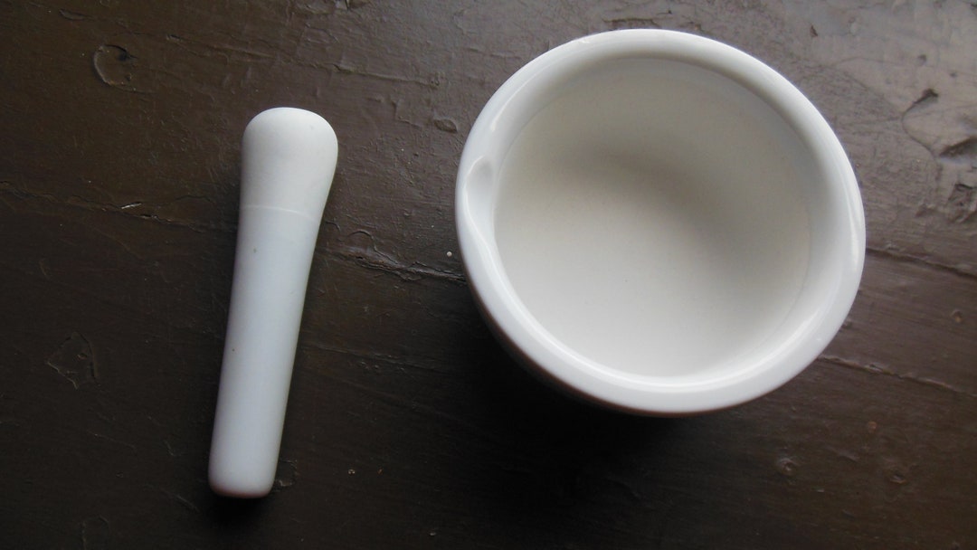 Vintage Porcelain Mortar & Pestle Set - Etsy