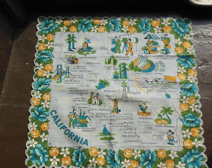 California Map Handkerchief, Novelty Hanky - Etsy