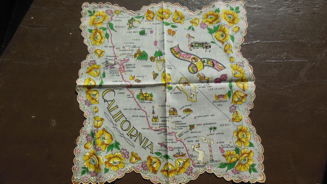 California Map Handkerchief, Novelty Hanky - Etsy