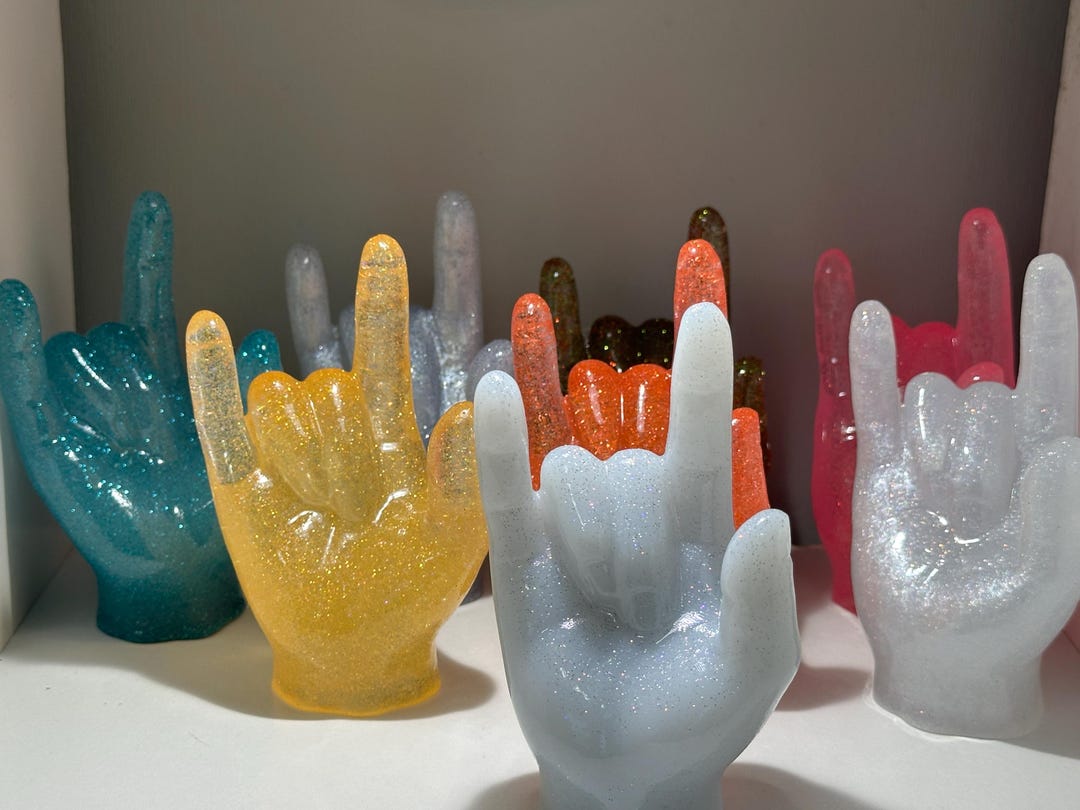 Glitter ASL I Love You Hand Resin Statue, American Sign Language - Etsy