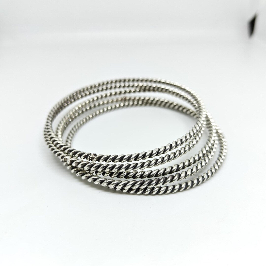 5 Silver Bangle Set, Stacking Bangles, Stacking Bracelet, Silver Bangle ...