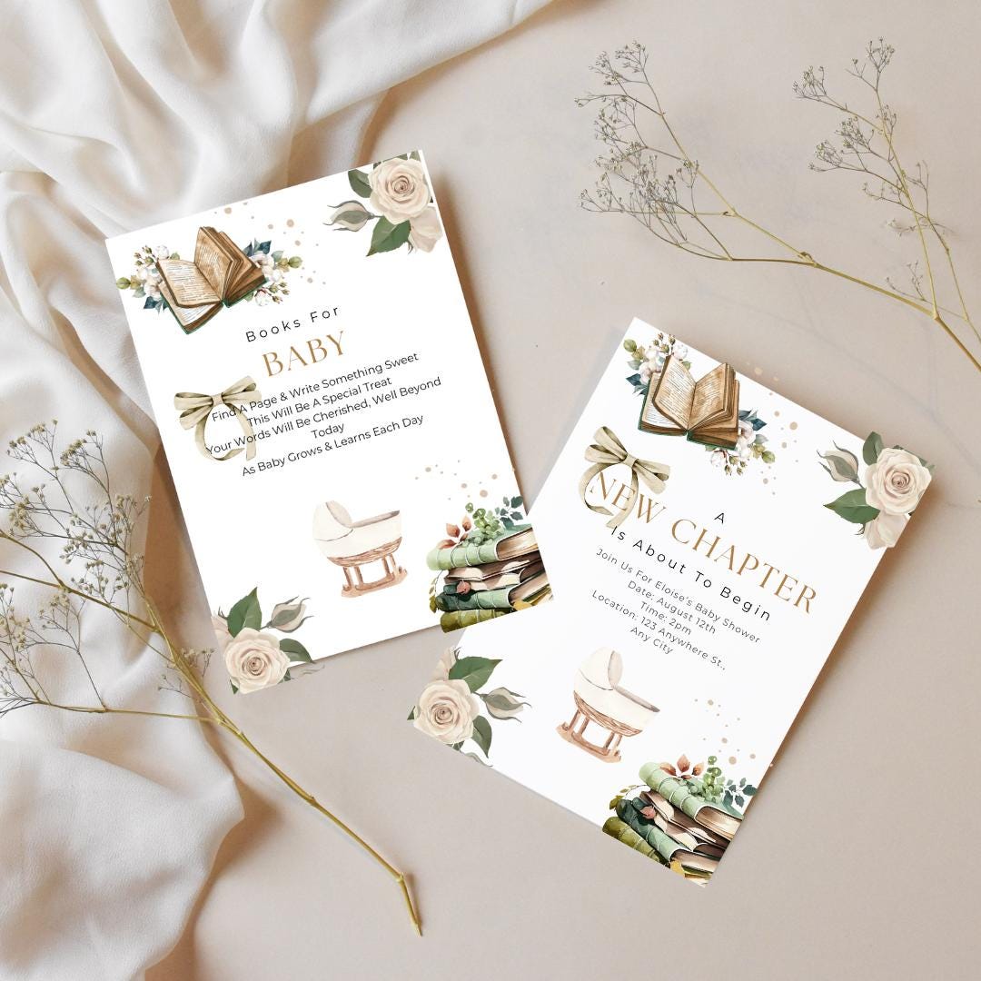 New Chapter Vintage Baby Shower Invite Bundle - Etsy