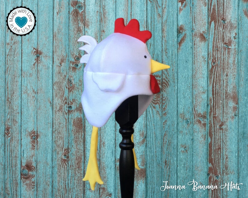 Chicken Hat, White Fleece, Winter Hat, Adult Sizes, Child Sizes ...