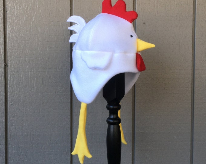 Chicken Hat, White Fleece, Winter Hat, Adult Sizes, Child Sizes ...