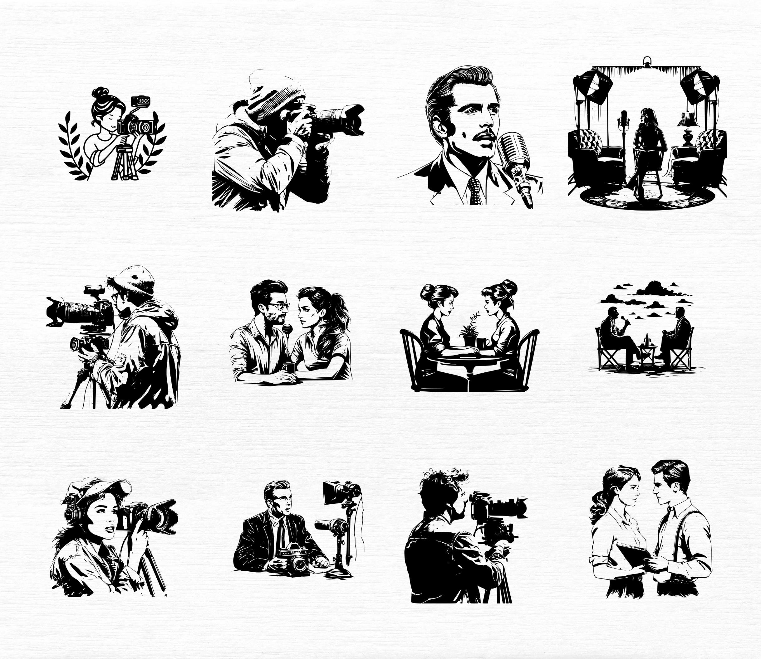 Journalist SVG Bundle: News Reporter, Newspaper, Media Files (digital ...