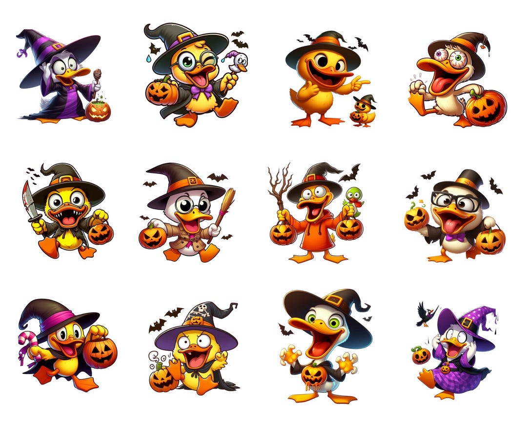 Halloween Duck PNG Bundle: Spooky Cartoon Clipart for Cricut - Etsy