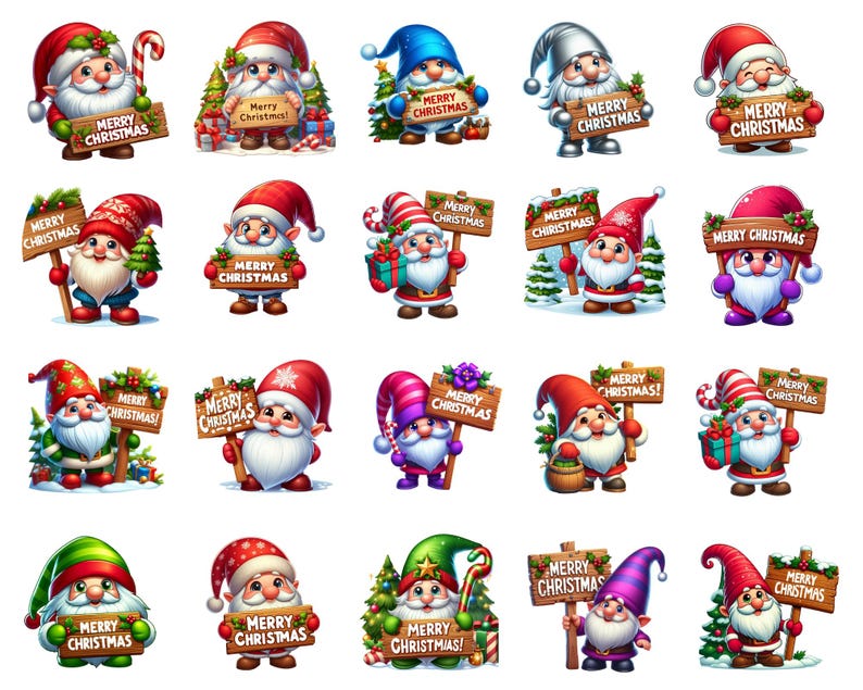Christmas Gnome Clipart: Holiday PNG Bundle (21 Files) - Etsy