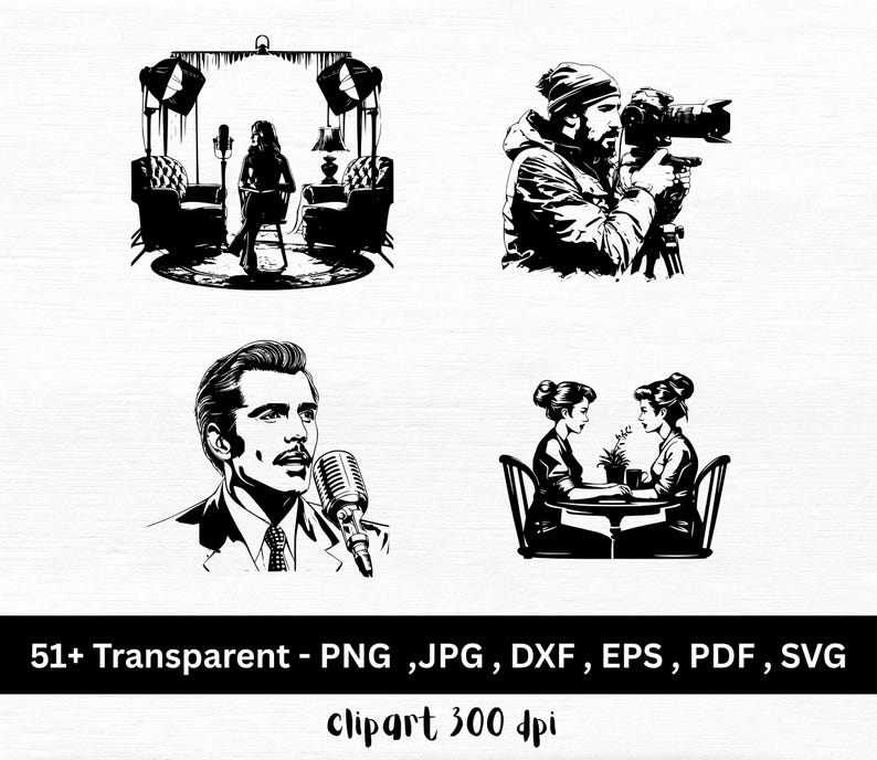 Journalist SVG Bundle: News Reporter, Newspaper, Media Files (digital ...