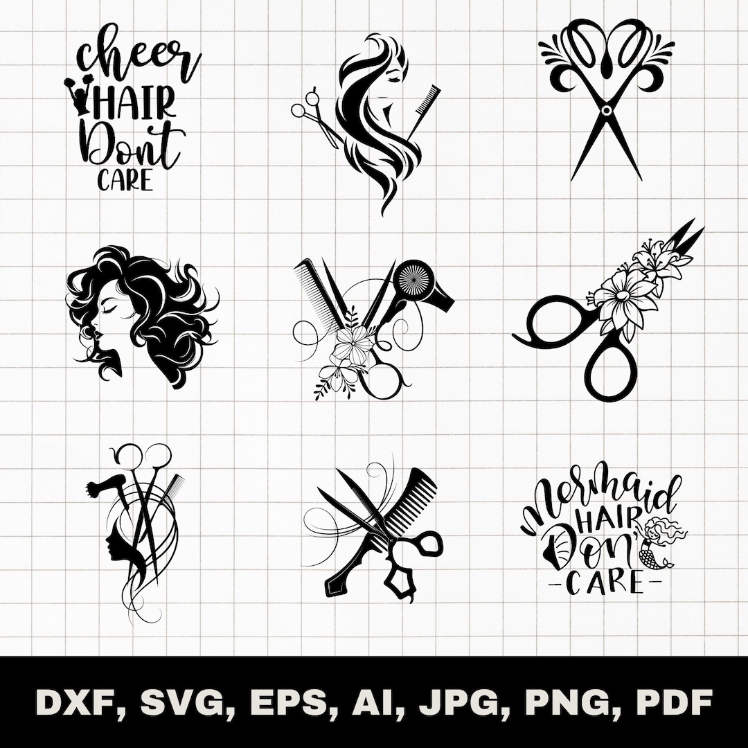 Hairdresser SVG Bundle: Salon Decor, Hairstylist Designs (digital Files ...