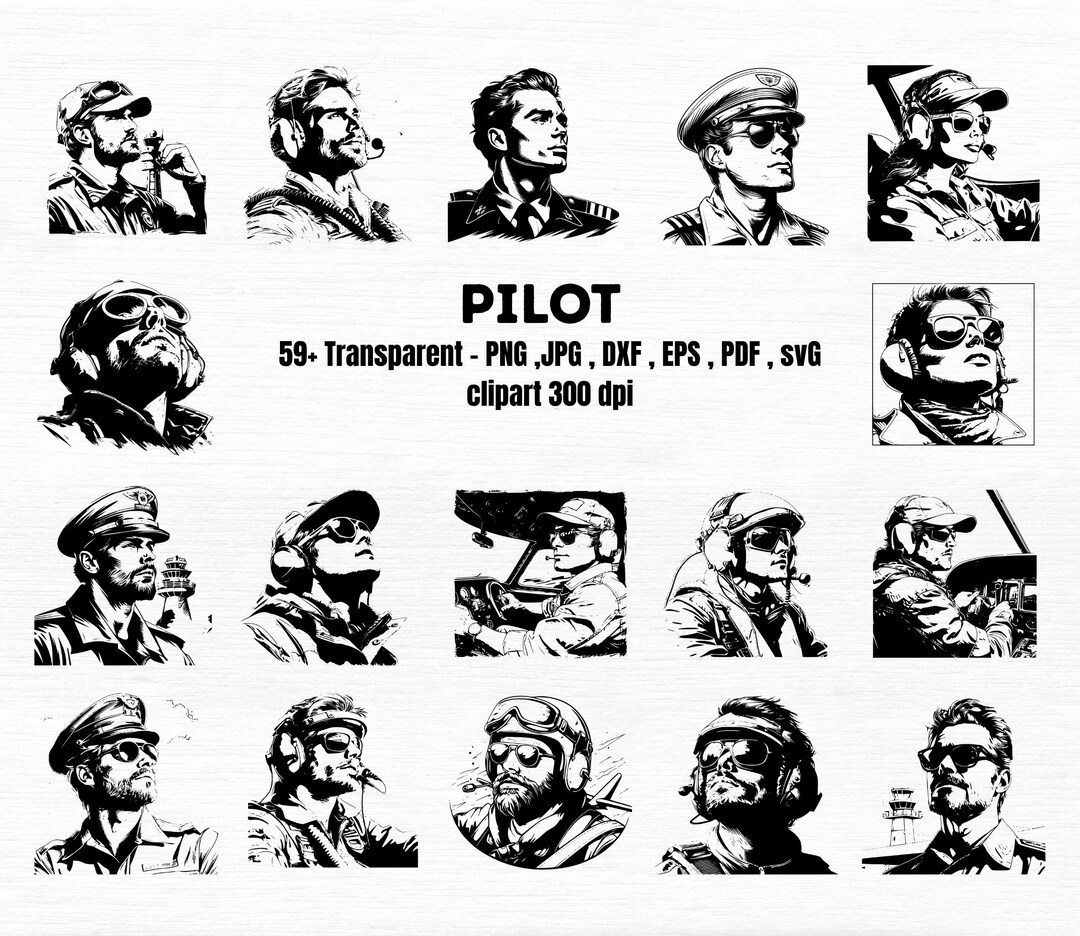 Pilot SVG PNG Bundle: Aviation & Air Force Designs (digital Download ...