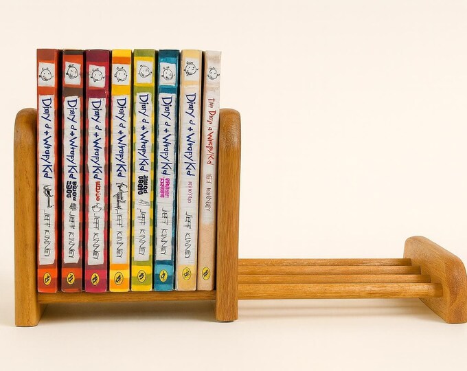 Adjustable Solid Oak Sliding Book Rack Stand – Tabletop Bookshelf by ...