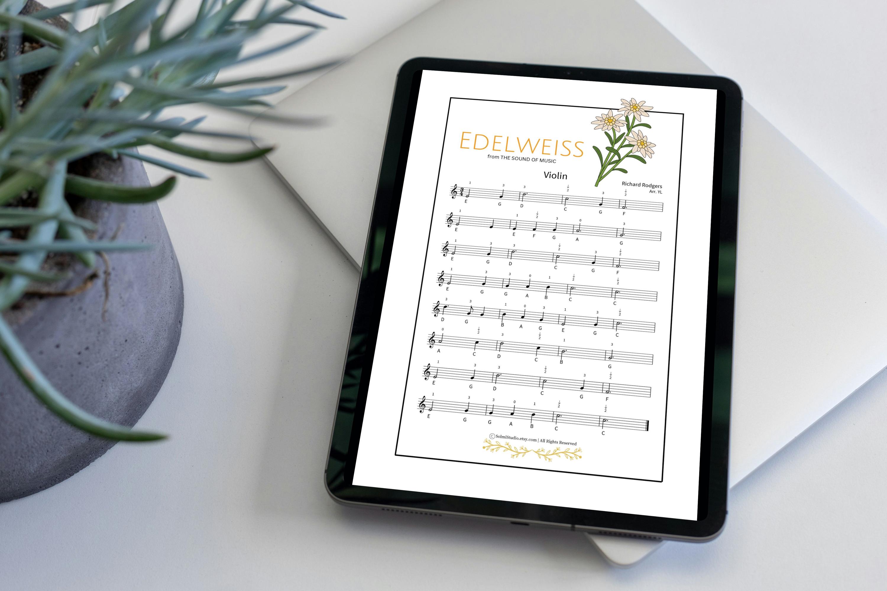 Edelweiss (from the Sound of Music) | Easy Violin Sheet Music | Digital ...