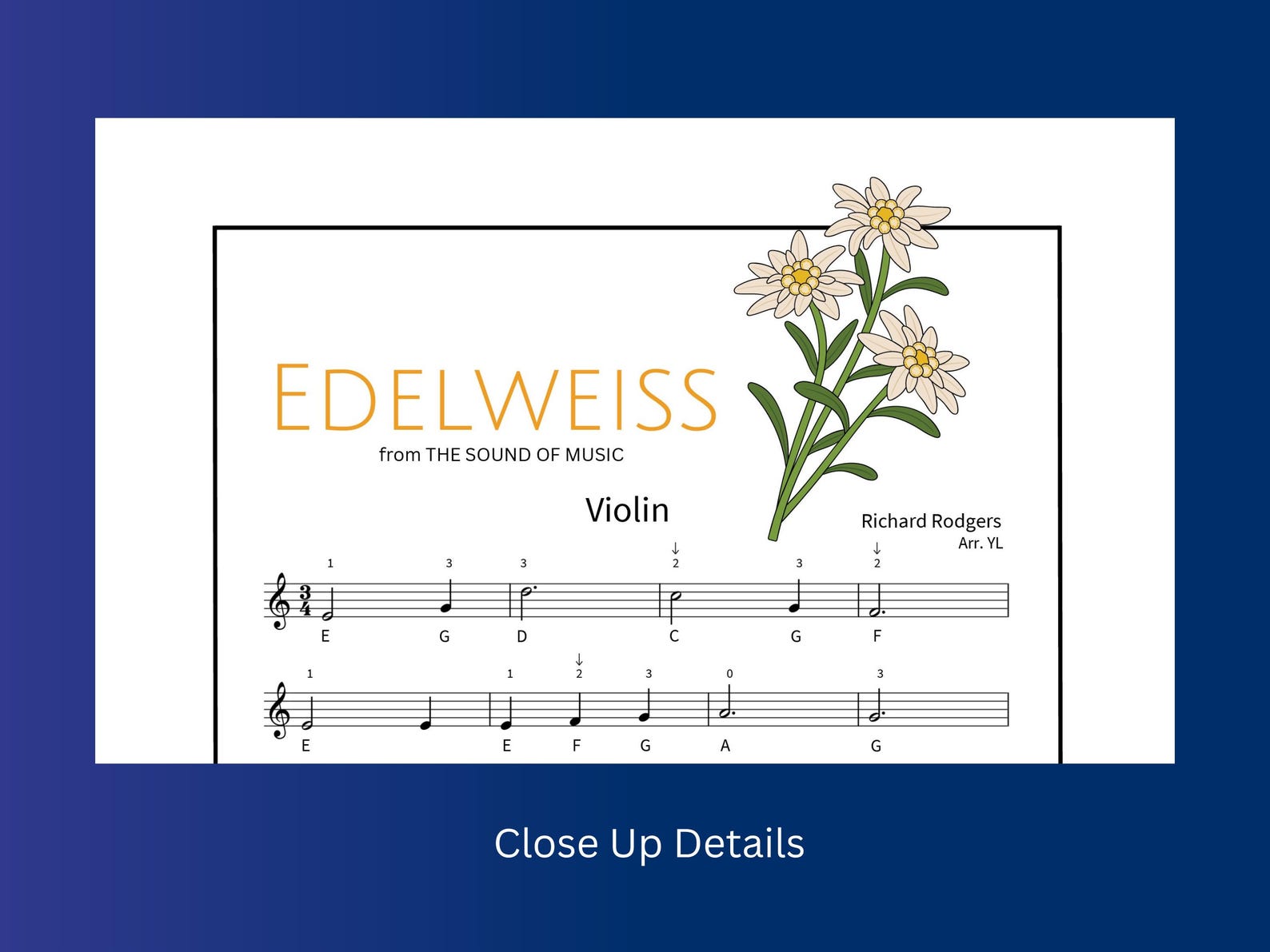 Edelweiss (from the Sound of Music) | Easy Violin Sheet Music | Digital ...