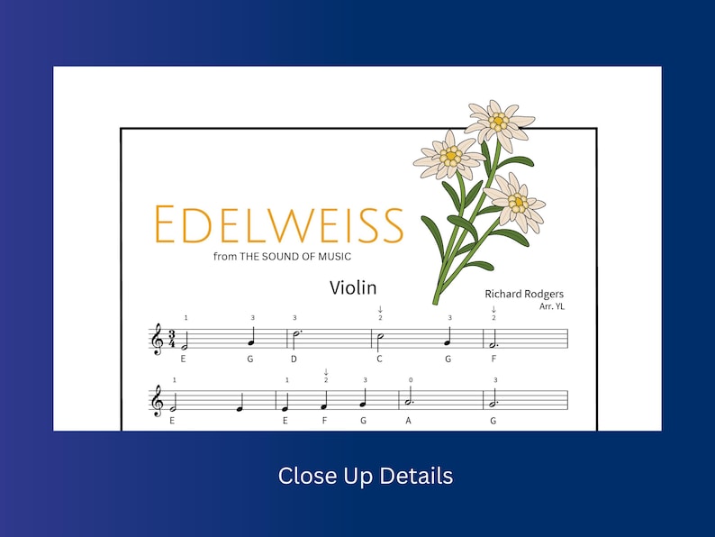 Edelweiss (from the Sound of Music) | Easy Violin Sheet Music | Digital ...