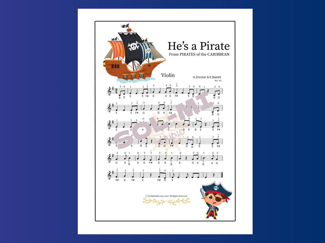 He's a Pirate (from Pirates of the Caribbean) | Easy Violin Sheet Music ...