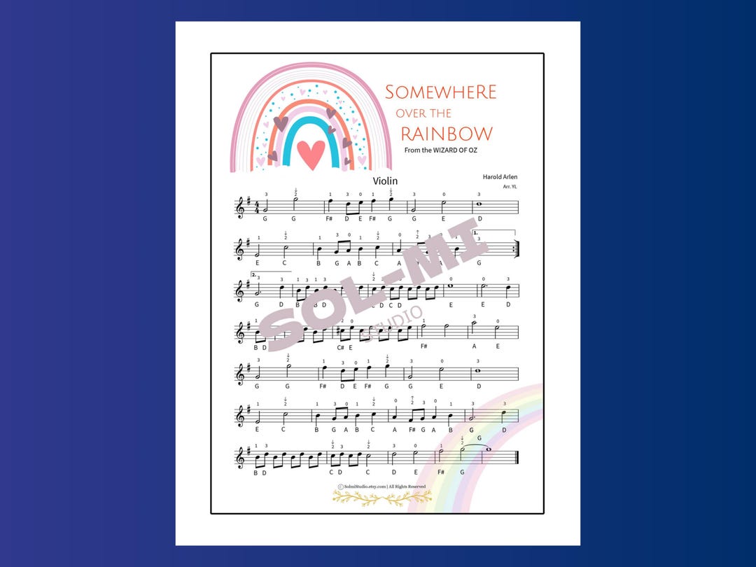Somewhere Over the Rainbow | Easy Violin Sheet Music | Digital Download ...