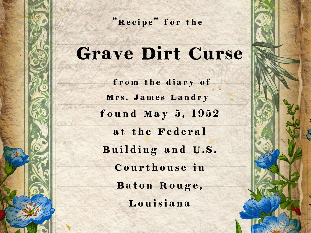 Grave Dirt Curse Printable Spell Page: Southern Gothic Witchcraft (PDF ...