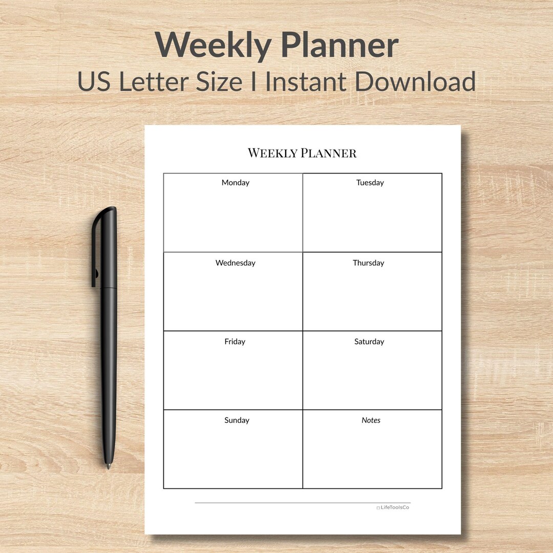 Weekly Planner Printable | Minimalist One-page Planner | Simple ...