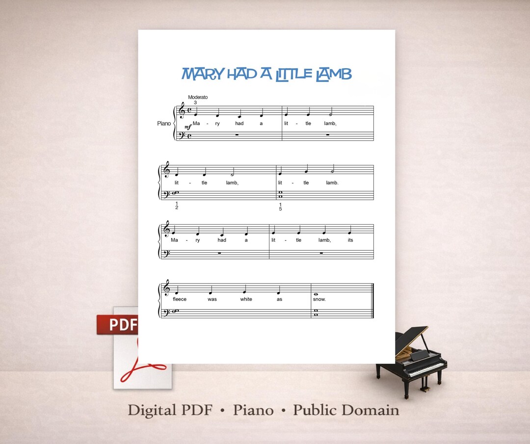 Mary Had A Little Lamb Easy Piano Sheet Music PDF | Beginner Lamb Solo ...