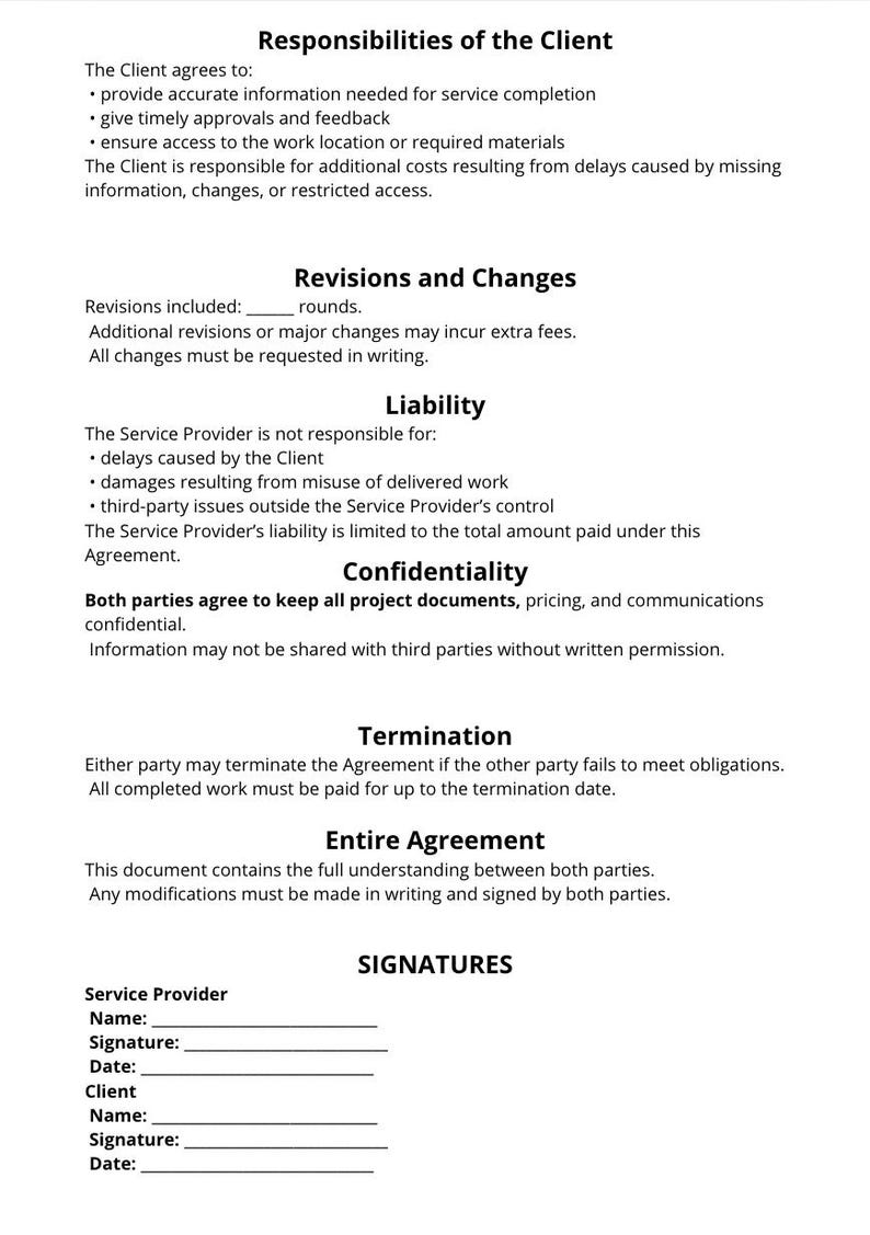 Service Contract Template | Editable Business Services Agreement ...