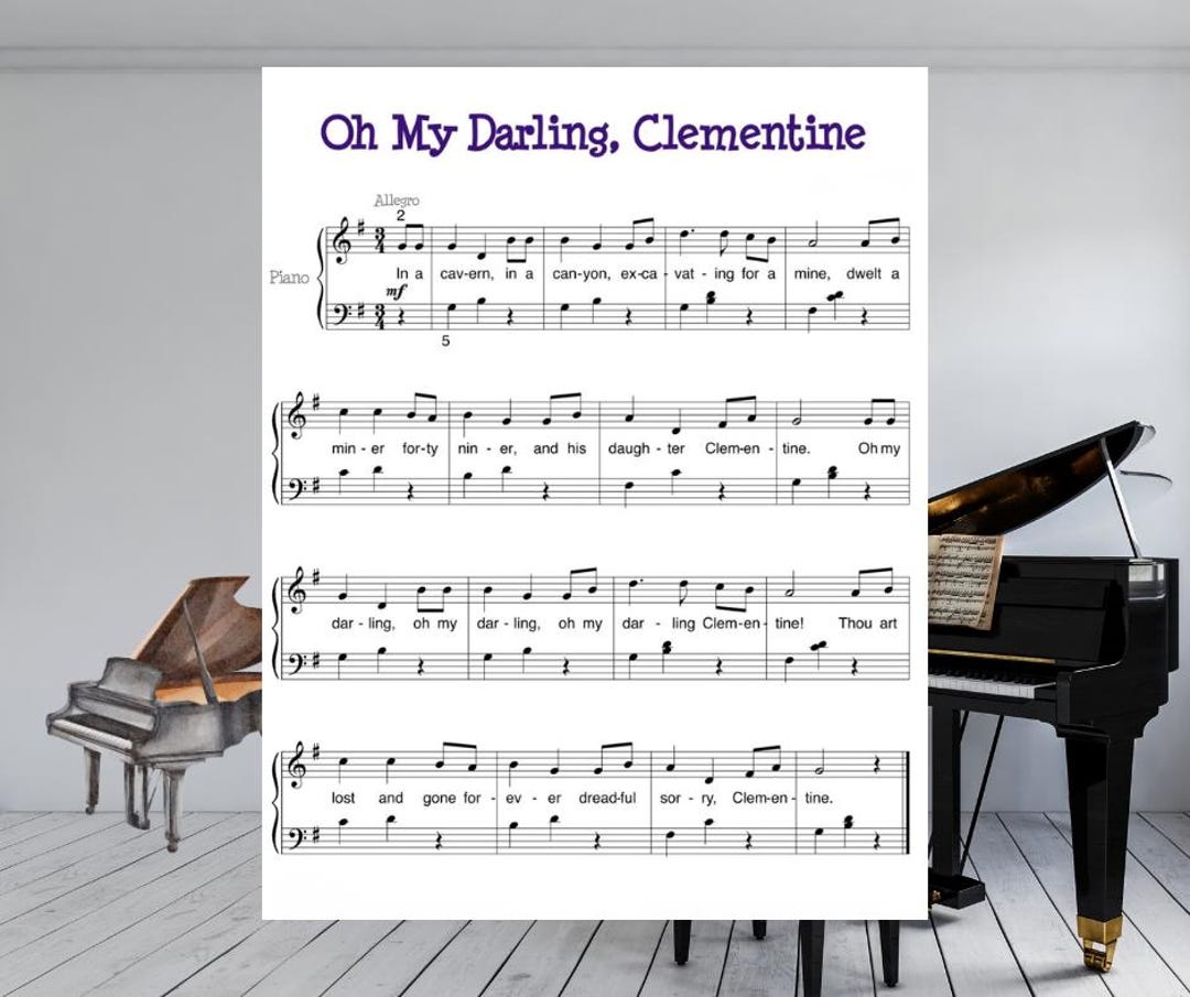 Oh My Darling Clementine Easy Piano Sheet Music PDF | Beginner Miner ...