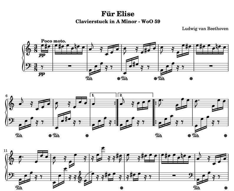 Beethoven - Fur Elise (piano Sheet Music) PDF - Etsy