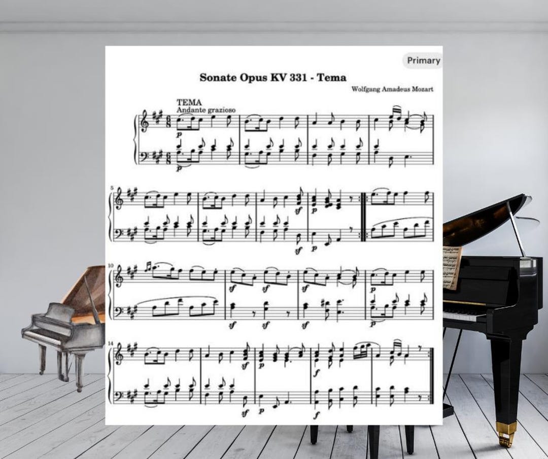 Mozart Piano Sonata KV 331 | Tema (theme) Sheet Music PDF | Classical ...