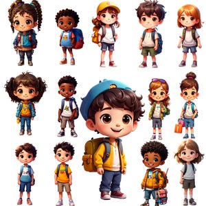 Back to School Clipart Bundle 37 Kawaii Children Illustrations Cute ...
