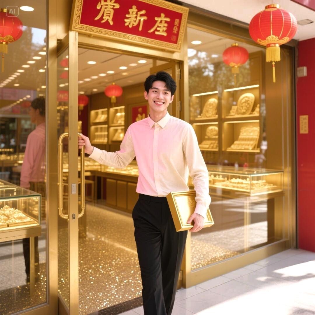 Golden Wealth AI Art – Modern Chinese Gold Shop Scene for Prosperity ...