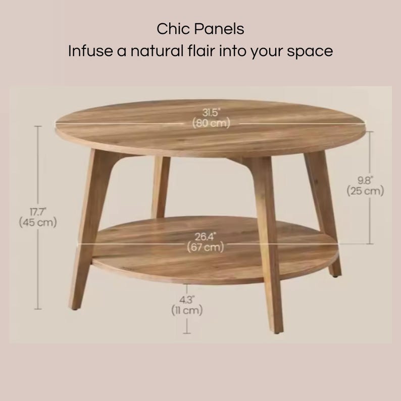 Mid-century Wooden Round Coffee Table,modern Wooden Entry Table 2-tier ...