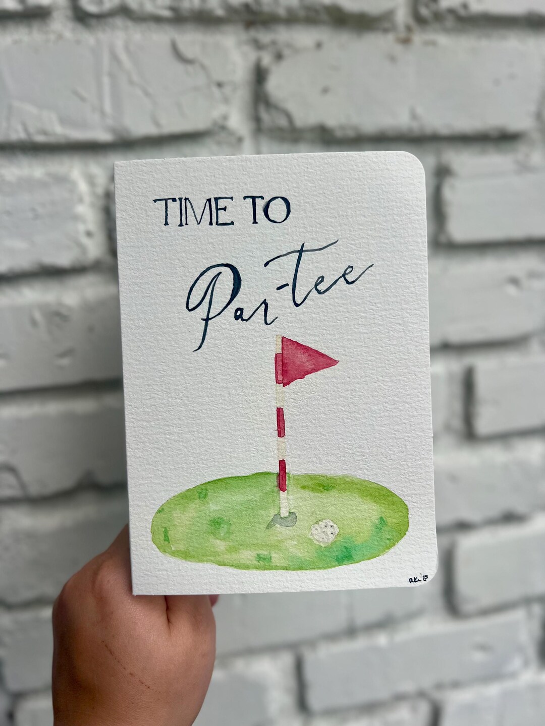 Hand Painted Golf Birthday Card Time to Par-tee Funny Watercolor Golf ...