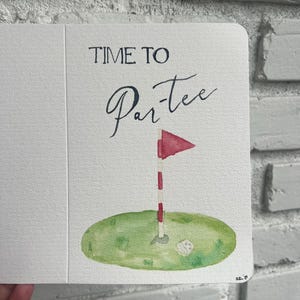 Hand Painted Golf Birthday Card Time to Par-tee Funny Watercolor Golf ...