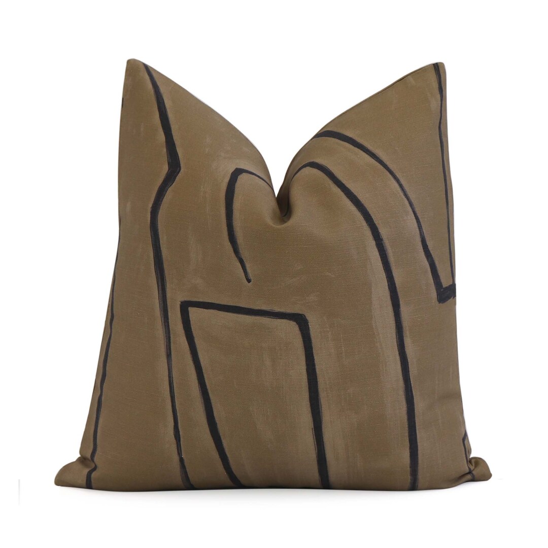 SALE Kelly Wearstler Graffito Java Brown and Black Pillow Cover, Brown ...