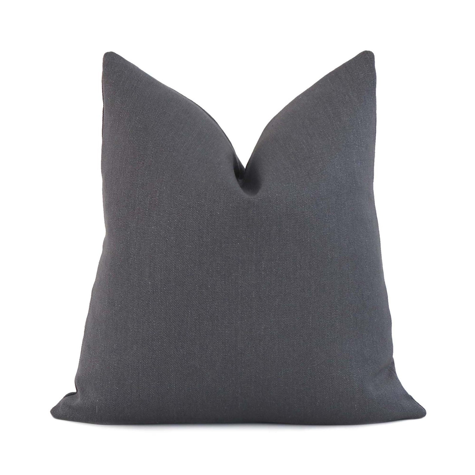 Dark Gray Solid Linen Throw Lumbar Pillow Cover With Gold - Etsy
