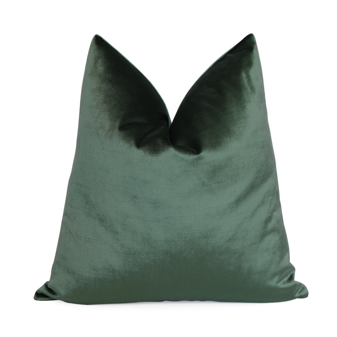 SAMPLE SALE Forest Green Velvet Decorative Pillow Cover, 16x16" Square ...