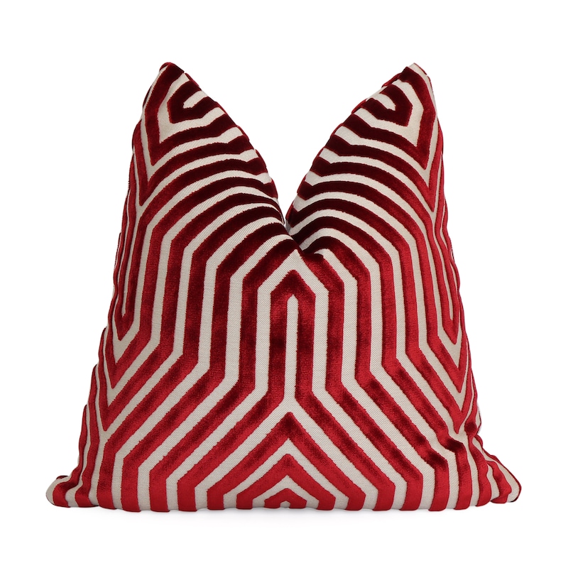 Red Geometric Pillow - Etsy