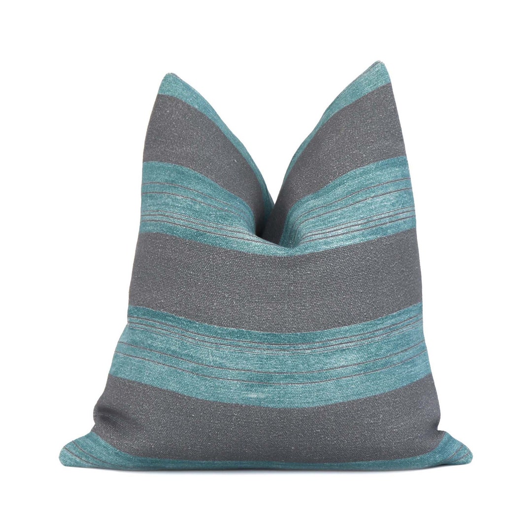 SAMPLE SALE Kelly Wearstler Askew Green Gray Striped Lumber Throw ...