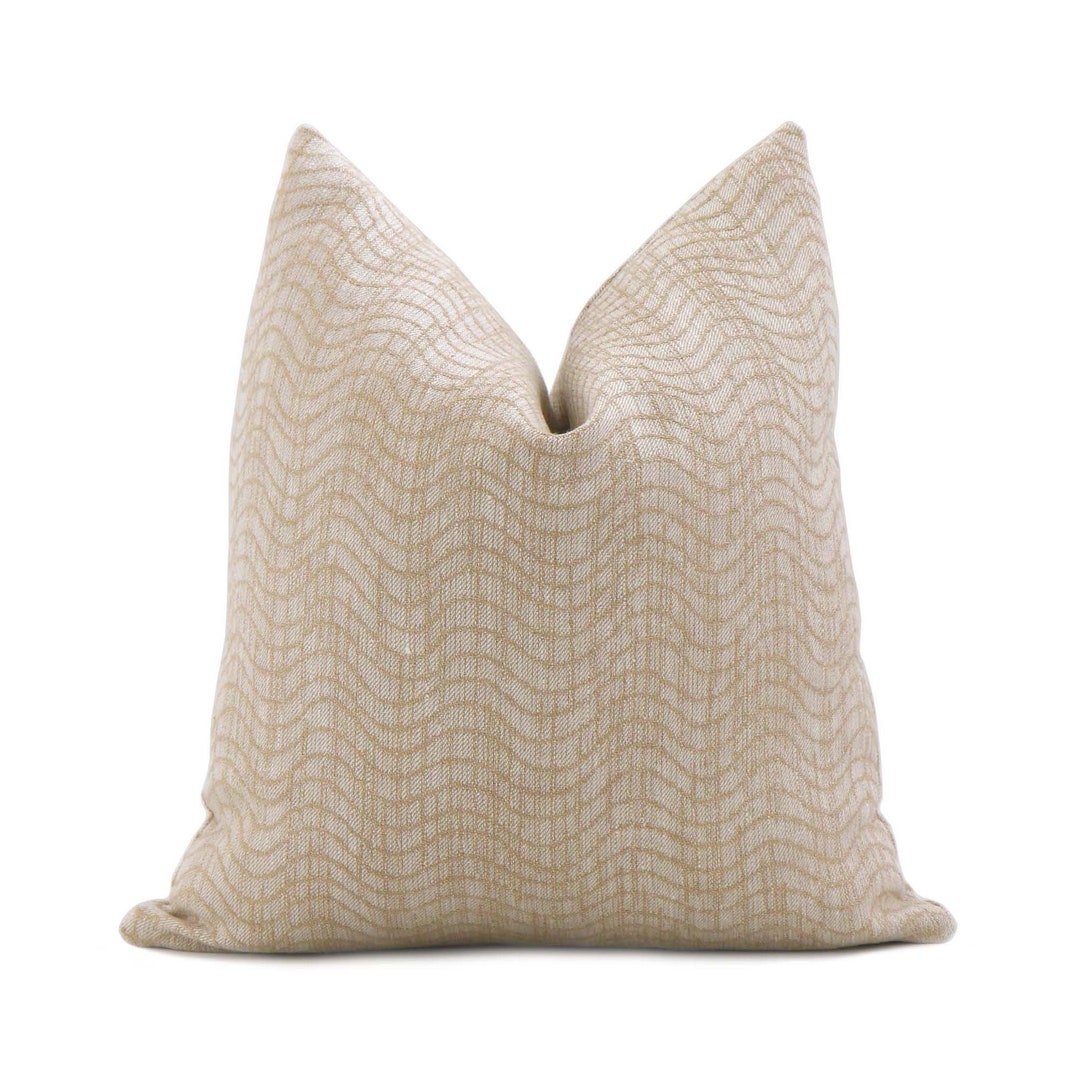 Kelly Wearstler Dadami Honey Beige Stripe Waves Throw Pillow Cover With ...